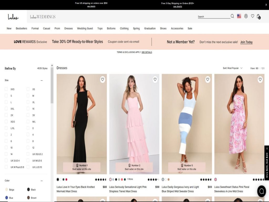 Lulus Dresses and 18+ Sites Like Lulus Dresses | ReviewCollections